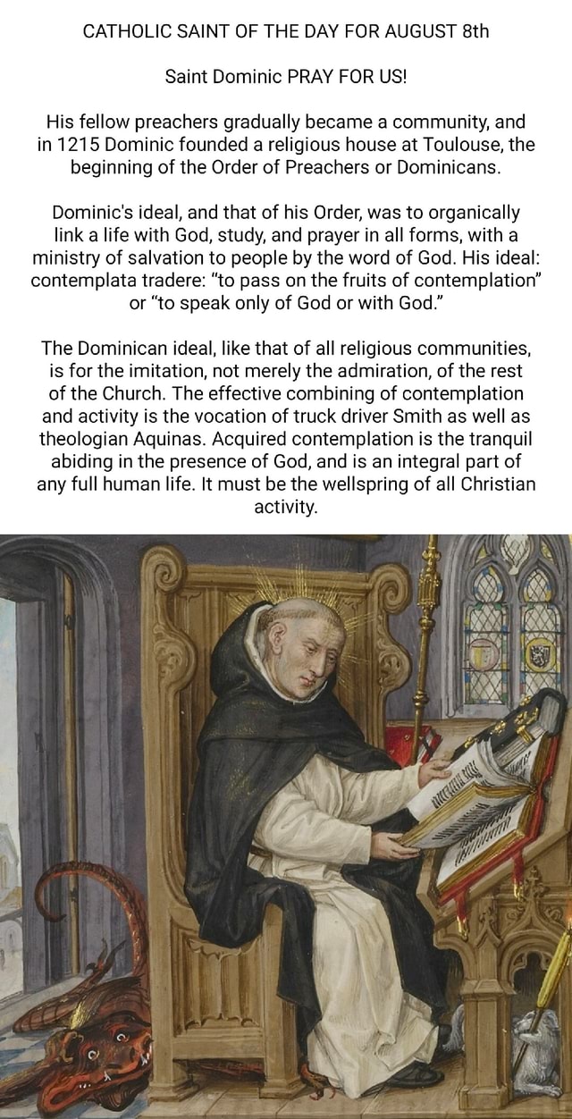 CATHOLIC SAINT OF THE DAY FOR AUGUST Saint Dominic PRAY FOR US! His ...