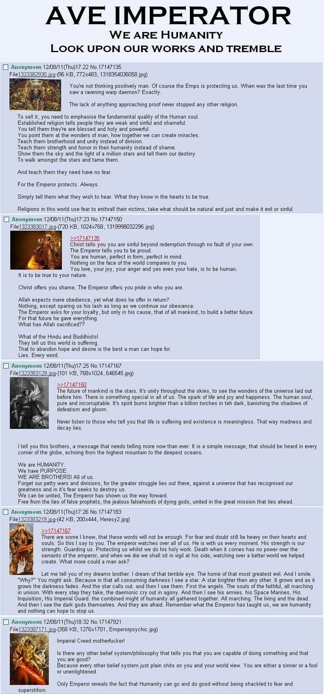 AVE IMPERATOR WE ARE HUMANITY LOOK UPON OUR WORKS AND TREMBLE D An ...