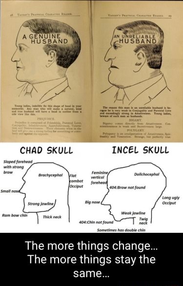 CHAD SKULL INCEL SKULL The more things change... The more things stay ...