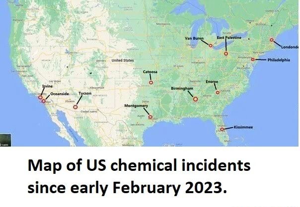 Map of US chemical incidents since early February 2023. - iFunny