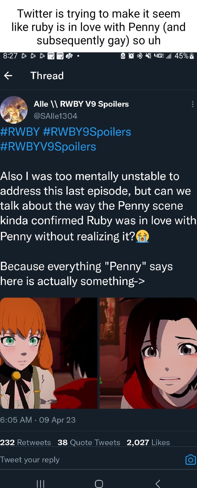 Twitter is trying to make it seem like ruby is in love with Penny (and ...