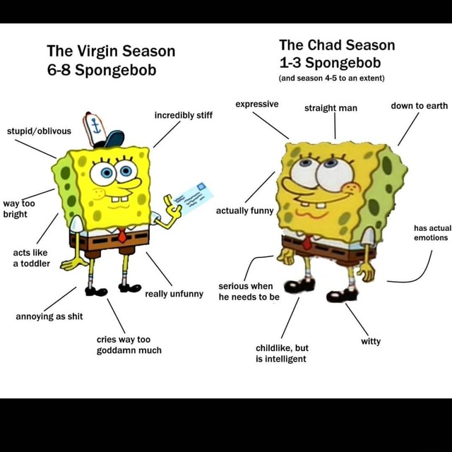 The Virgin Season The Chad Season 6-8 Spongebob 1-3 Spongebob (and ...