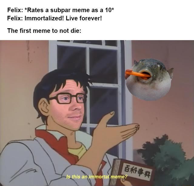 Feli *Rates a subpar meme as a 10* Felix: lmmortalized! Live forever ...
