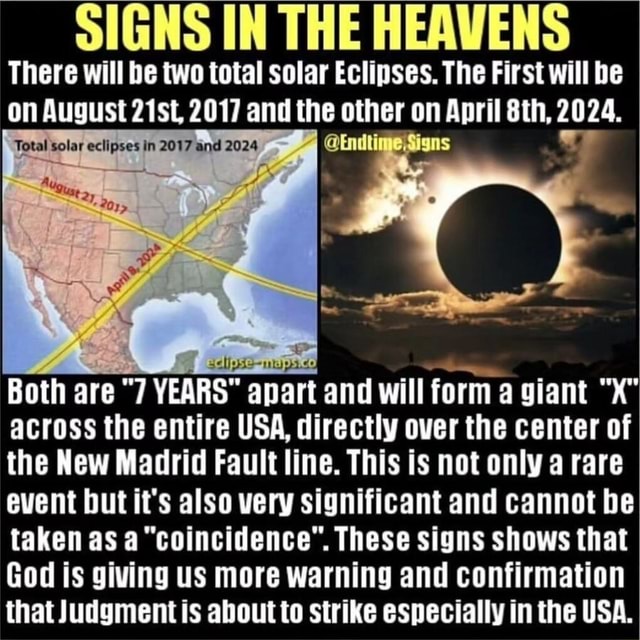 SIGNS IN THE HEAVENS There will be two total solar Eclipses. The First ...