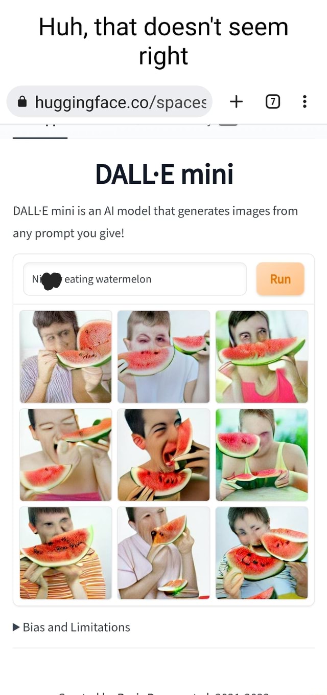 Huh, that doesn't seem right @ + DALL-E mini DALLE mini is an Al model ...