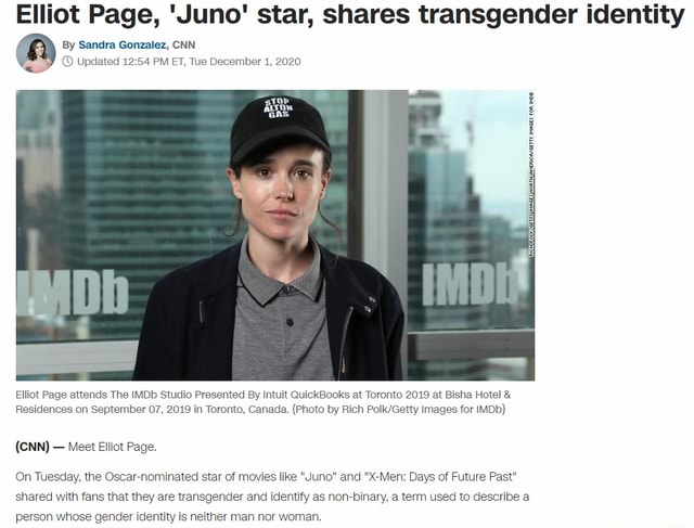Ellen Page comes out as trans - Elliot Page, 'Juno' star, shares ...