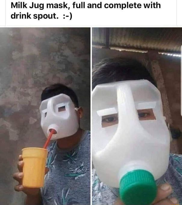 Milk Jug mask, full and complete with drink spout. - iFunny