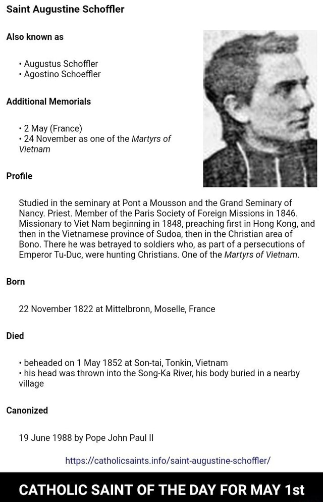 Saint Augustine Schoffler Also known as Augustus Schoffler + Agostino ...