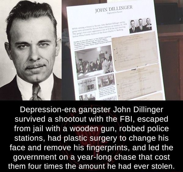 Depression-era gangster John Dillinger survived a shootout with the FBI ...