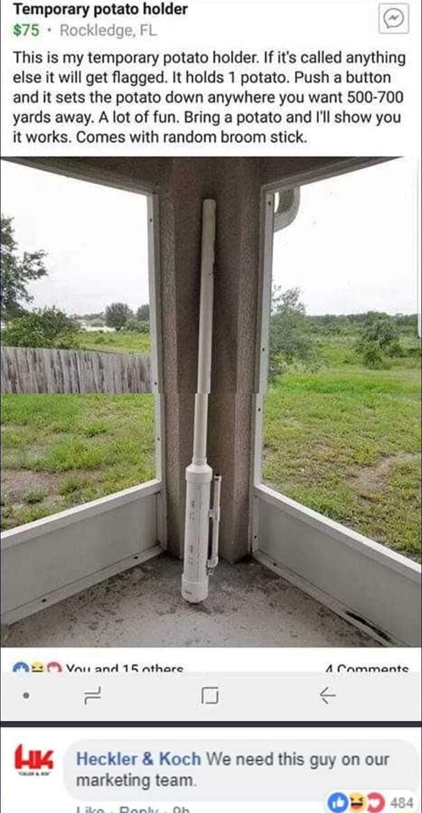 Temporary potato holder $75 Rockledge, FL This is my temporary potato ...