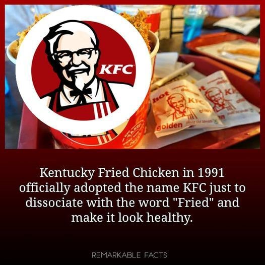 Kentucky Fried Chicken in 1991 officially adopted the name KFC just to ...