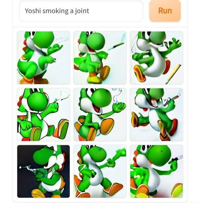 Run Yoshi smoking a joint - iFunny