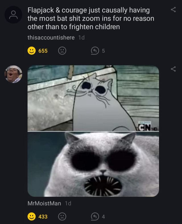 Flapjack & courage just causally having the most bat shit zoom ins for ...