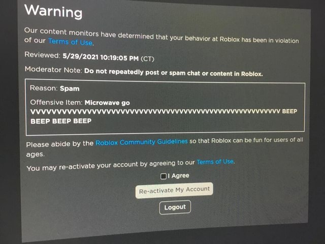 Warning Our content moni ha Monitors have det of our Terms of Ue ve er ...