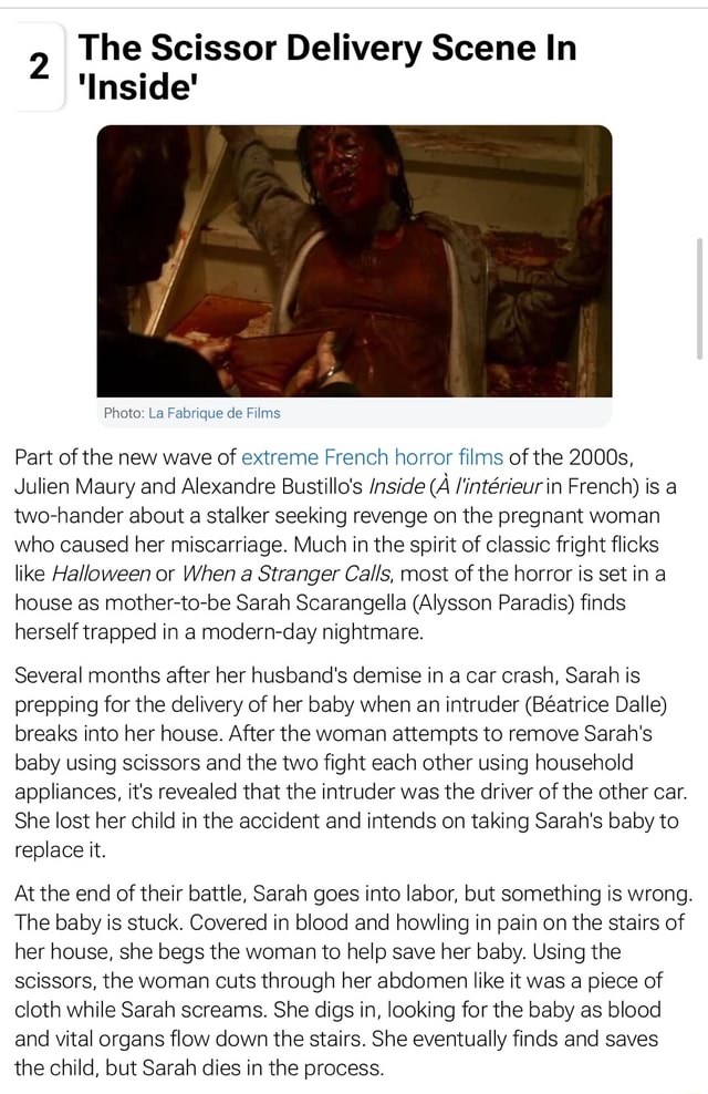 The Scissor Delivery Scene In "Inside' Photo: La Fabrique de Films Part ...