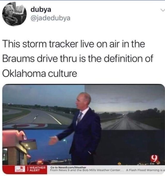 This storm tracker live on air in the Braums drive thru is the ...
