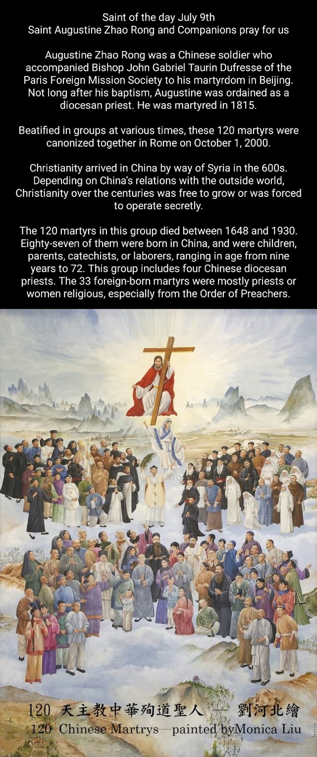 Saint of the day July Saint Augustine Zhao Rong and Companions pray for ...