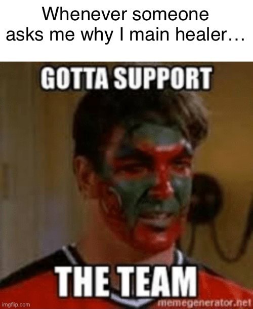 Whenever someone asks me why I main healer... GOTTA SUPPORT THE TEAM ...