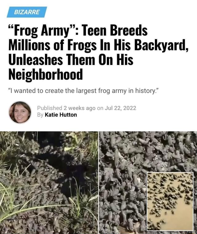 BIZARRE "Frog Army": Teen Breeds Millions of Frogs In His Backyard ...