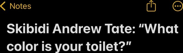 Notes Skibidi Andrew Tate: "What color is your toilet?" - iFunny