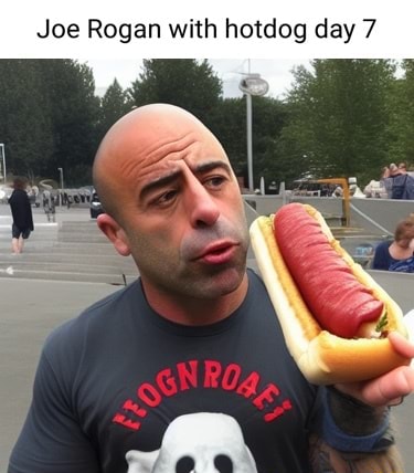 Joe Rogan with hotdog day 7 we - iFunny