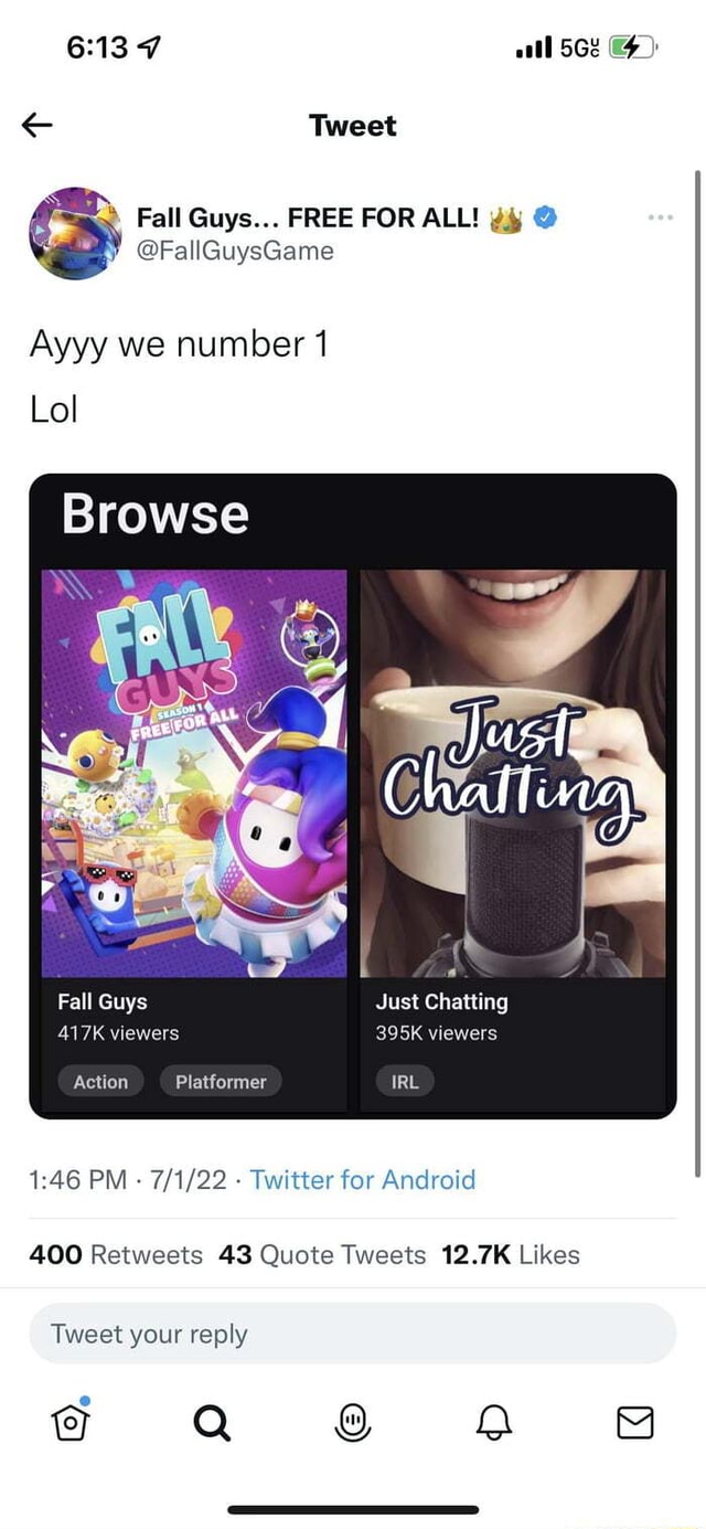 Tweet Fall Guys... FREE FOR ALL! @FallGuysGame Ayyy we number 1 Lol ...
