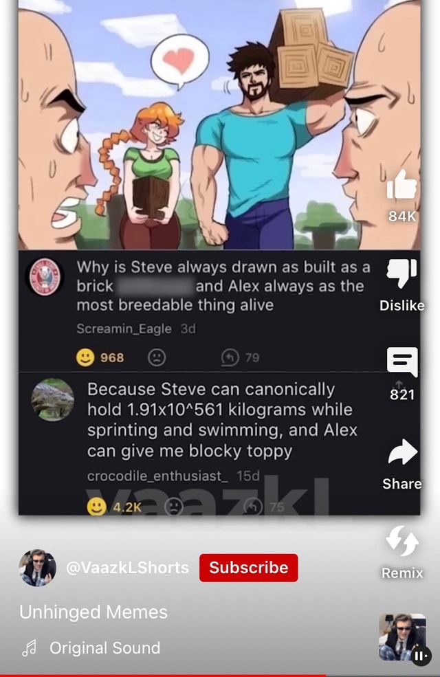 Why is Steve always drawn as built as a brick and Alex always as the ...