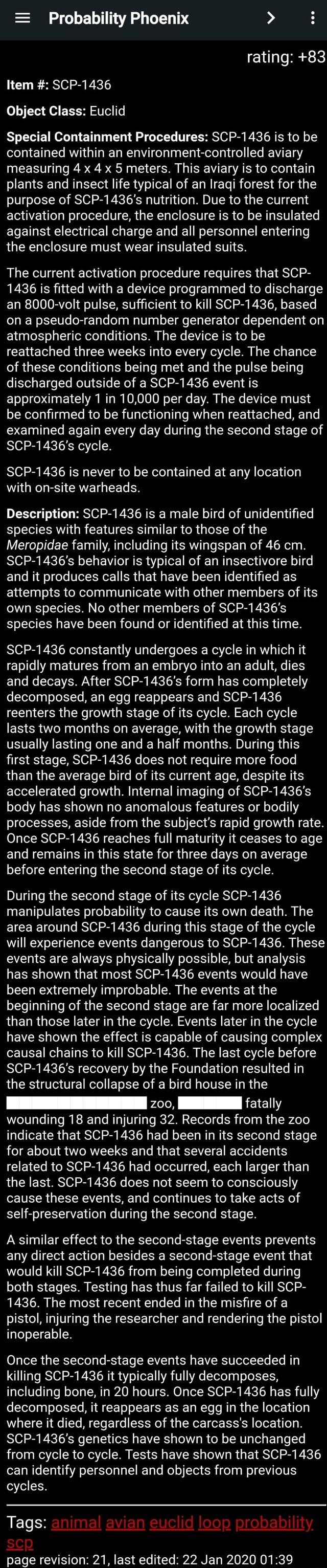 Object Class: Euclid Special Containment Procedures: SCP-1436 is to be ...