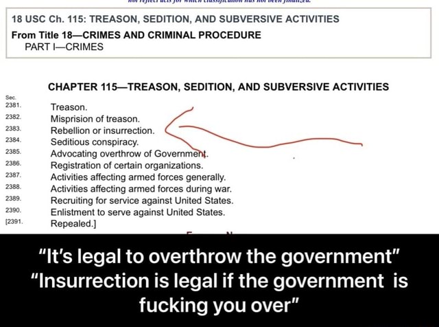 18 USE Ch. 115: TREASON, SEDITION, AND SUBVERSIVE ACTIVITIES From Title ...