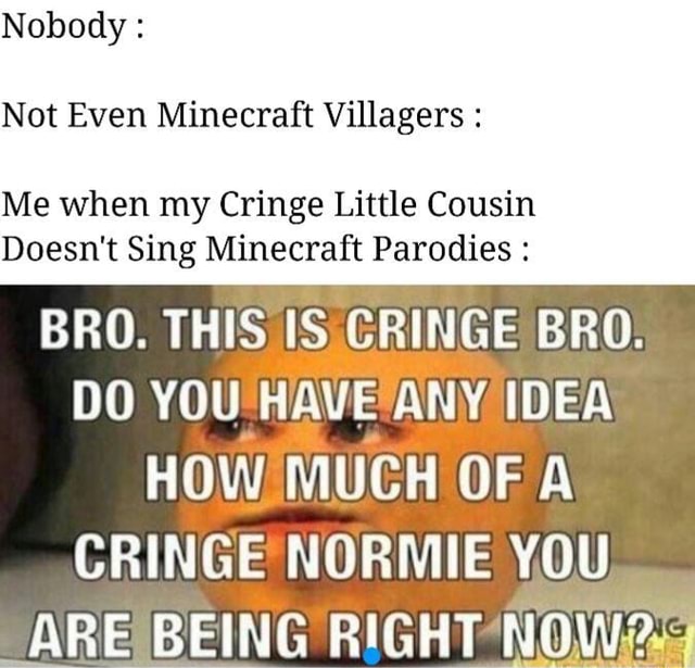 Nobody : Not Even Minecraft Villagers : Me when my Cringe Little Cousin ...