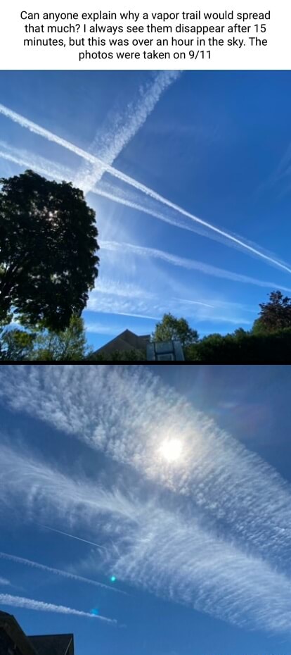 Can anyone explain why a vapor trail would spread that much? I always ...