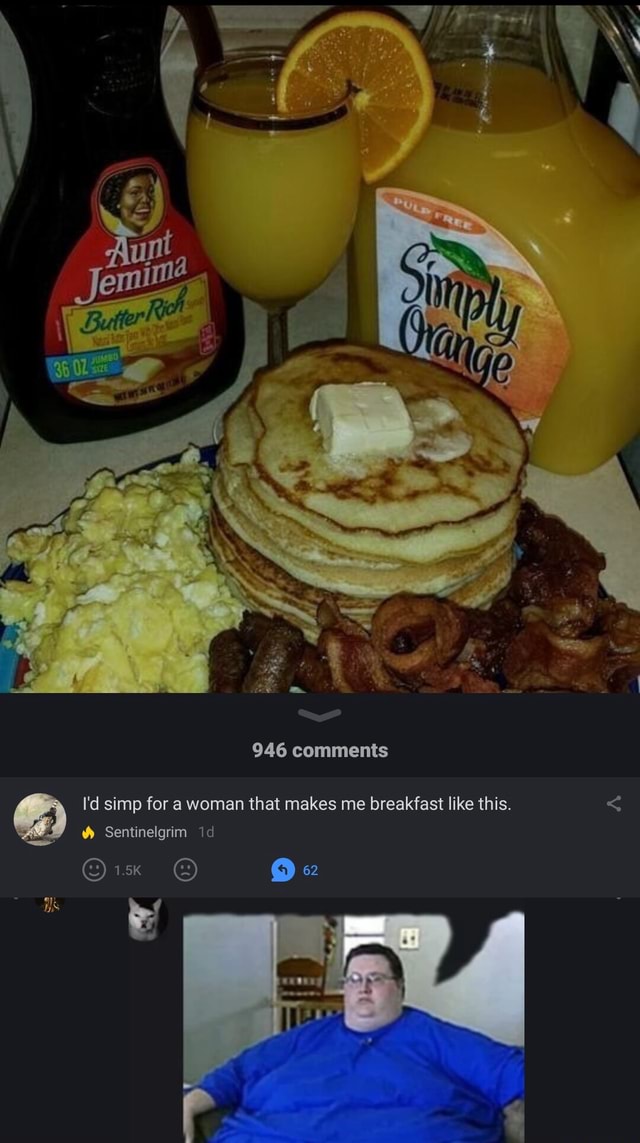 946 comments I'd simp for a woman that makes me breakfast like this.