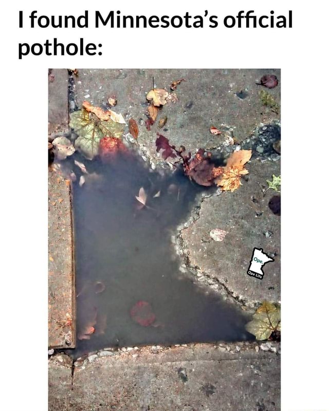 Found Minnesota's official pothole: of - iFunny