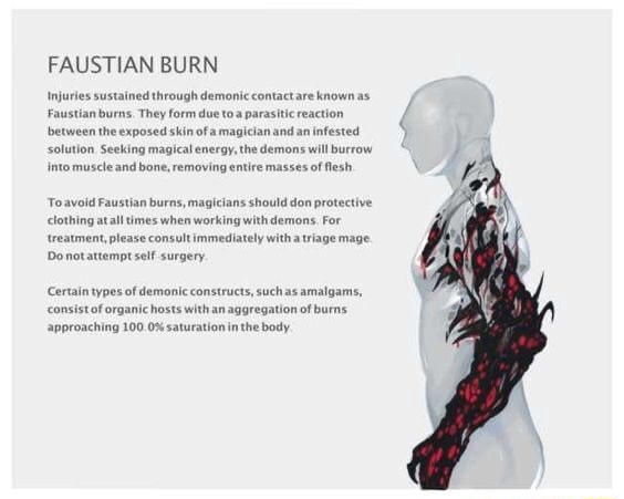FAUSTIAN BURN Injuries sustained through demonic contactare known as ...