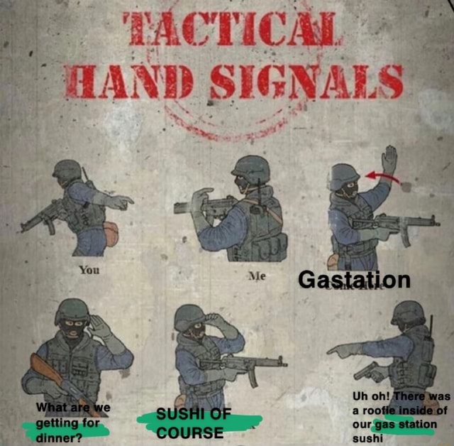 TACTICAL HAND SIGNAL Uh here OURS - iFunny