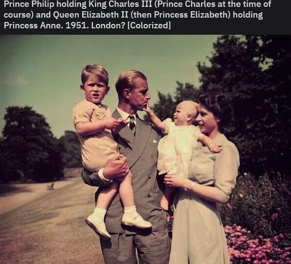 Prince Philip holding King Charles III ince Charles at the course) and ...