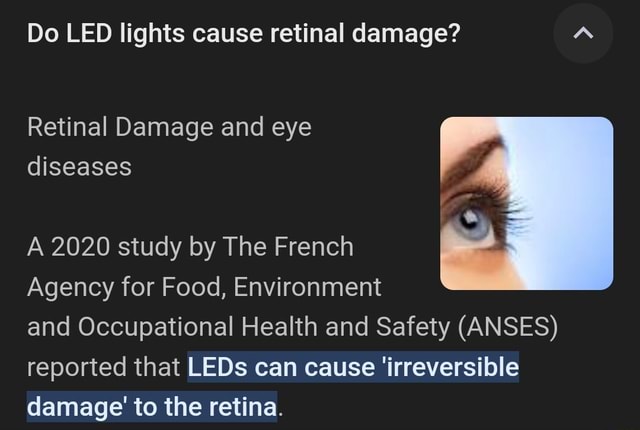 Do LED lights cause retinal damage? Retinal Damage and eye diseases A ...
