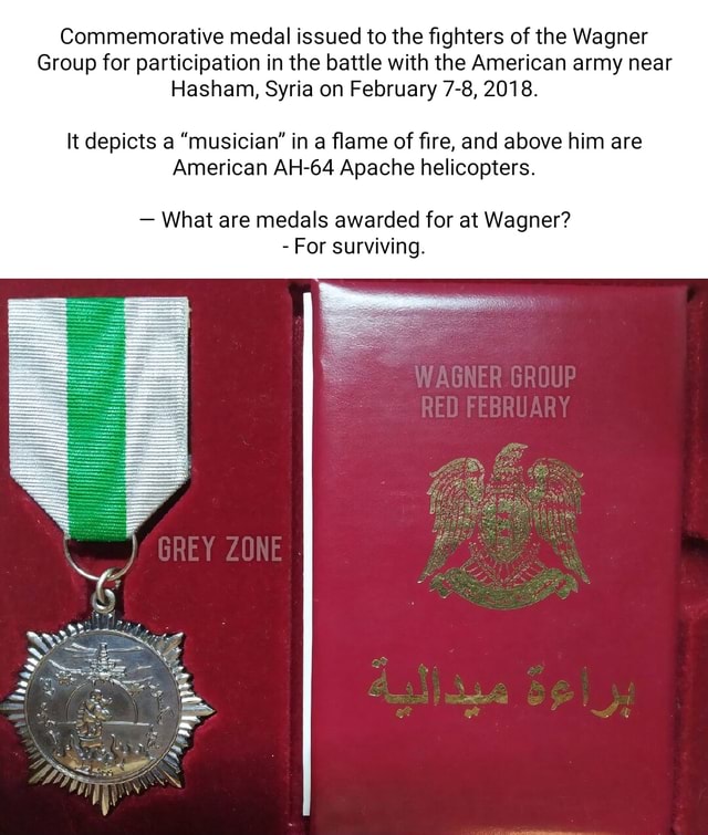 Commemorative medal issued to the fighters of the Wagner Group for ...