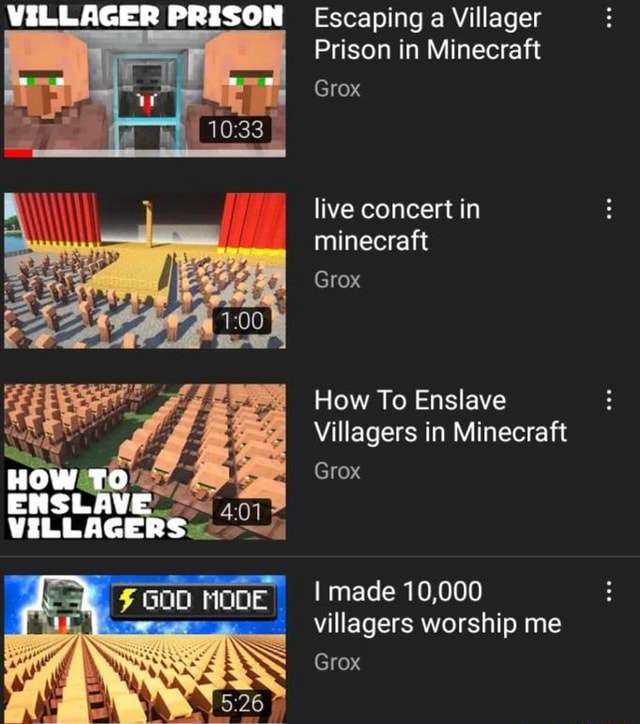 VILLAGER PRISON Escaping a Villager Prison in Minecraft Grox live ...