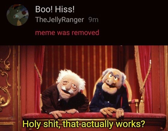 Boo! Hiss! TheJellyRanger meme was removed I I Holy shit-thatactually ...