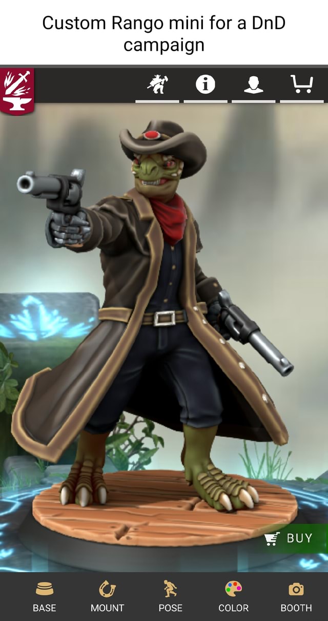 Custom Rango mini for a DnD campaign " te. BASE MOUNT POSE COLOR BOOTH ...