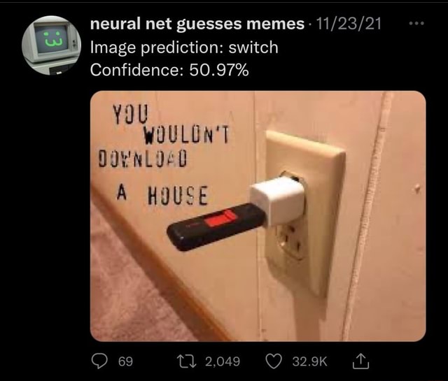 Neural net guesses memes Image prediction: switch Confidence: 50.97% ...