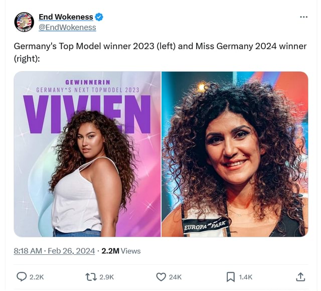 End Wokeness @ @EndWokeness Germany's Top Model winner 2023 (left) and ...