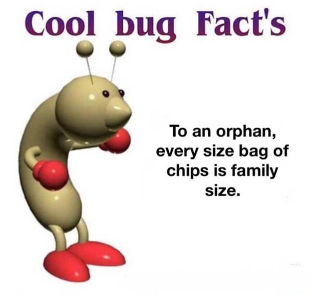 Cool bug Fact's To an orphan, every size bag of chips is family size ...