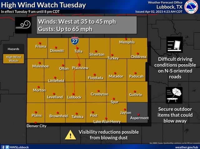 High Wind Watch Tuesday Tubbecks Ineffect Tuesday 9 Am Until 8 Pm Cdt