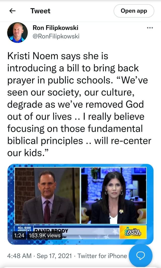 Tweet Open app Ron Filipkowski Kristi Noem says she is introducing a ...