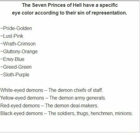 The Seven Princes of Hell have a specific eye color according to their ...