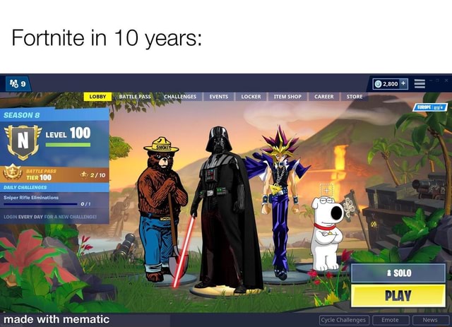 Fortnite in 10 years: BATTLE PASS) \CHALLENGES EVENTS LOCKER I ITEM ...