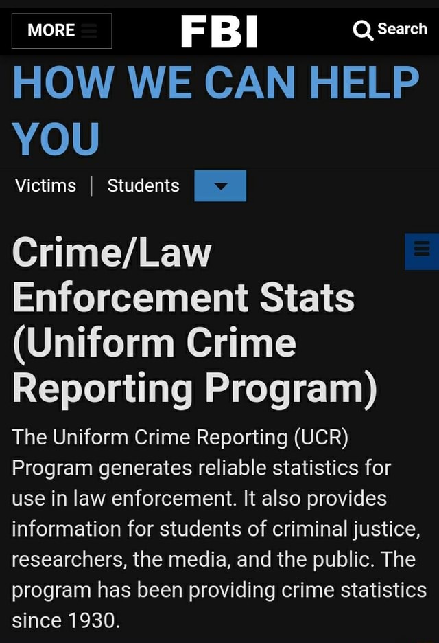 MORE FBI Search HOW WE CAN HELP YOU Victims I Students I I Enforcement ...