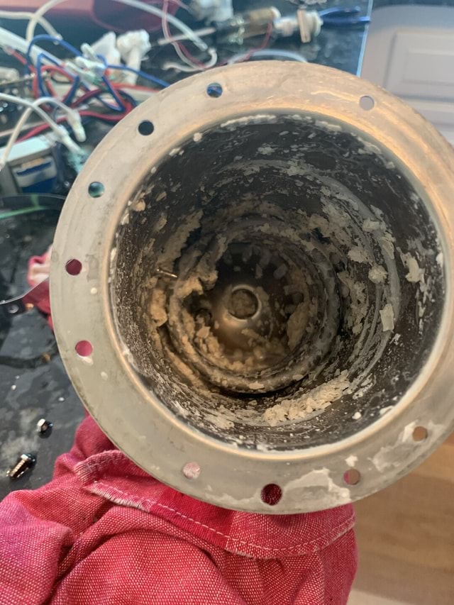 Inside the heating element. All the water that goes into your coffee ...